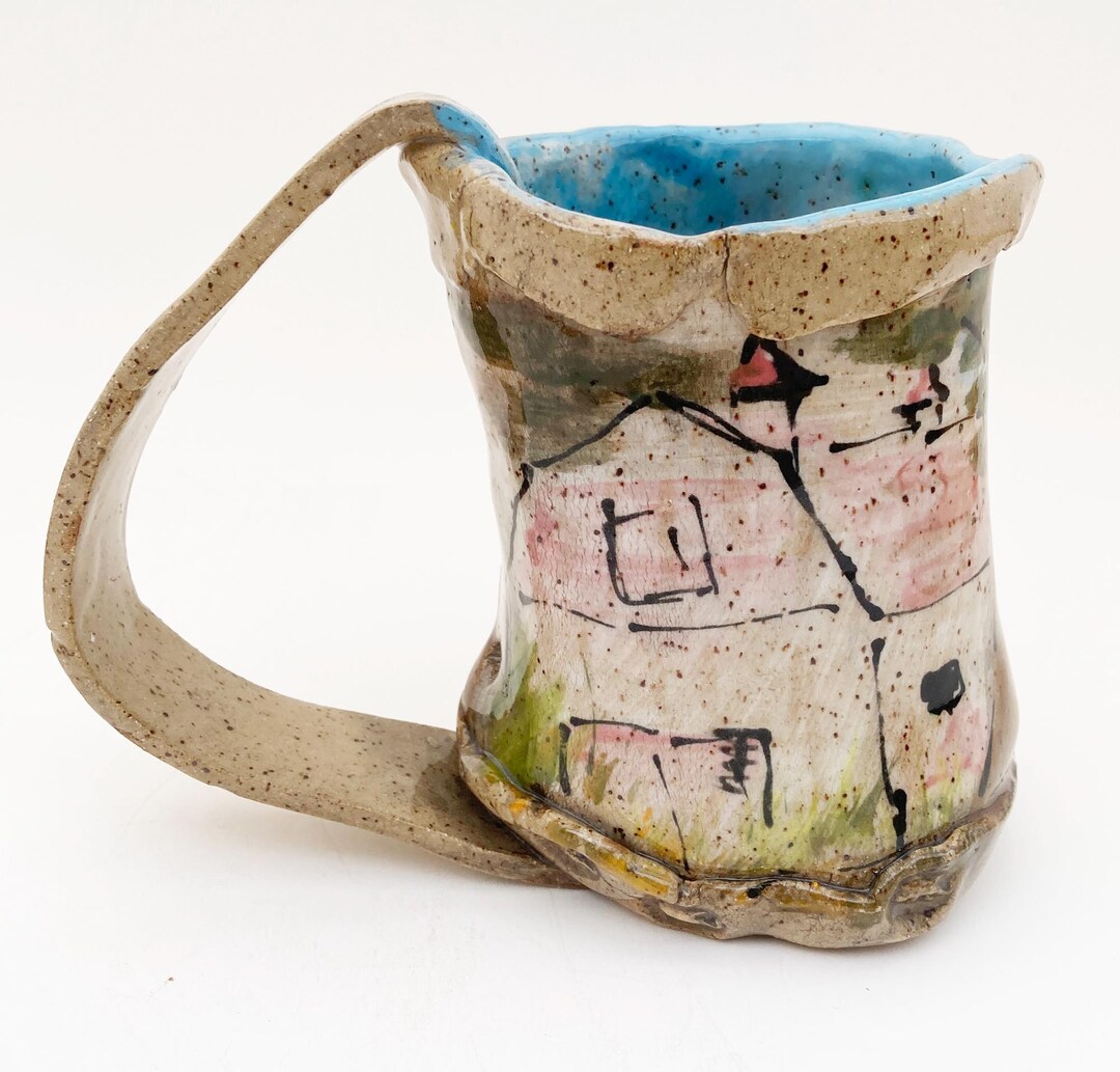 Rustic Barn Mug, Watercolor Primitive Handpainted Coffee Mug, Rural, 14 ...