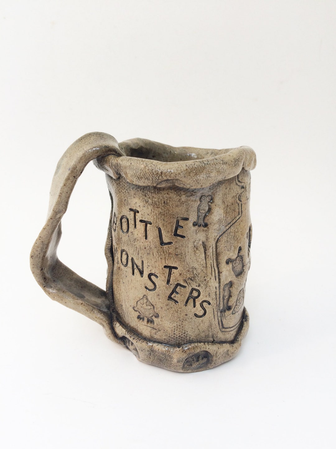 Little Monsters Mug, 5 Oz Kids Mug, Stoneware Pottery, Primitive Cup ...