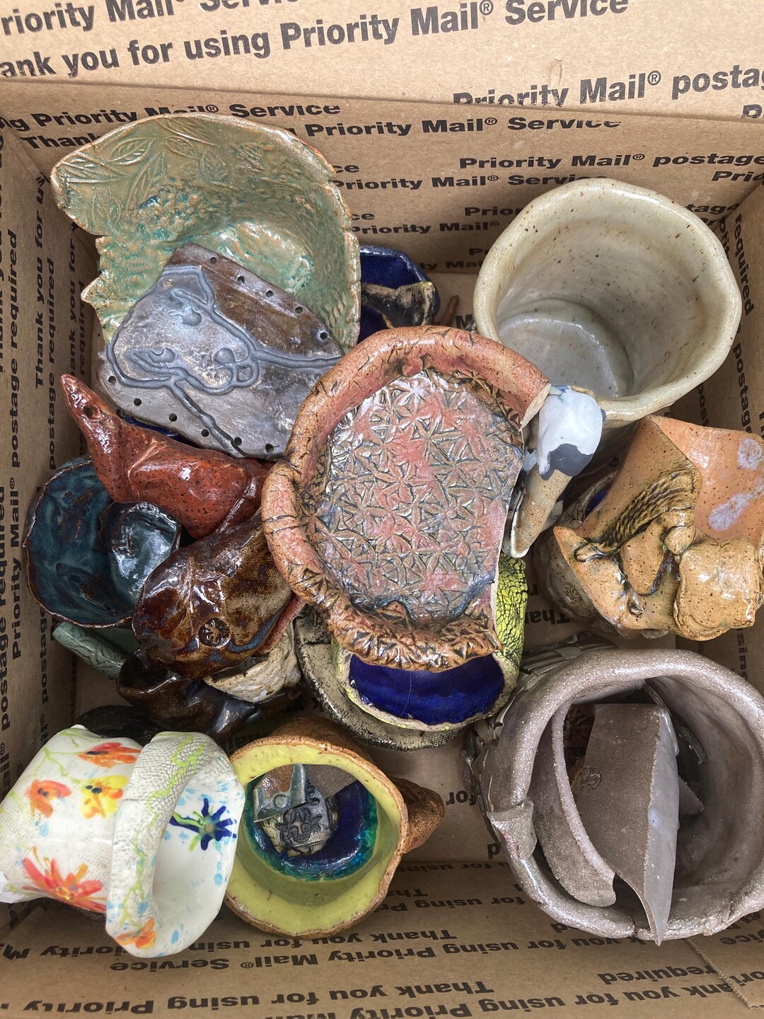 READ Grab Bag Lot, Pottery for Mosaic, Broken Stoneware, Weird Pottery ...