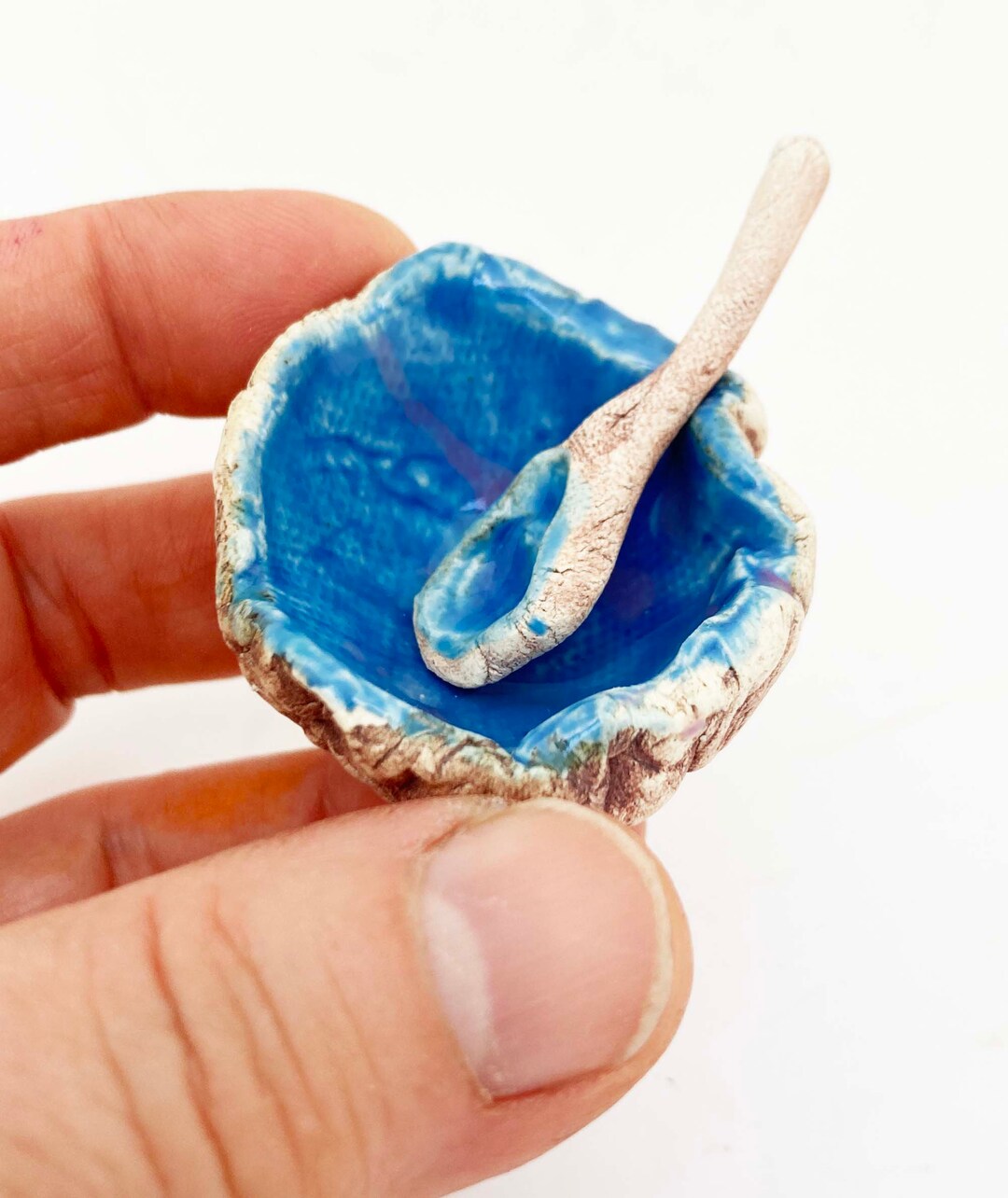 Tiny Bowl and Spoon Set, Salt Cellar, Small Bowl With Spoon, Condiment ...