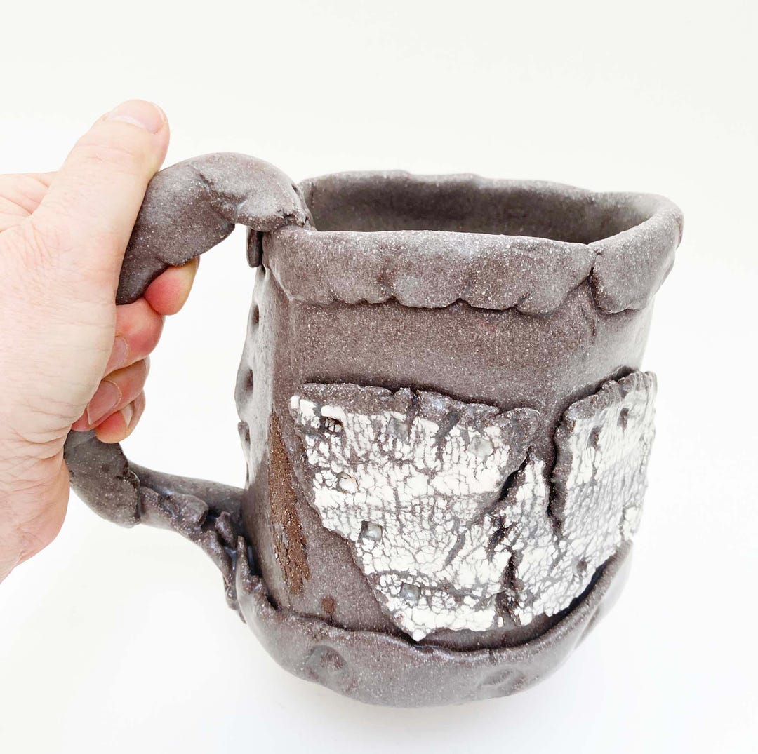 Huge Unique Coffee and Cream Colored Mug 29 Oz, Rustic Cup, Primitive ...
