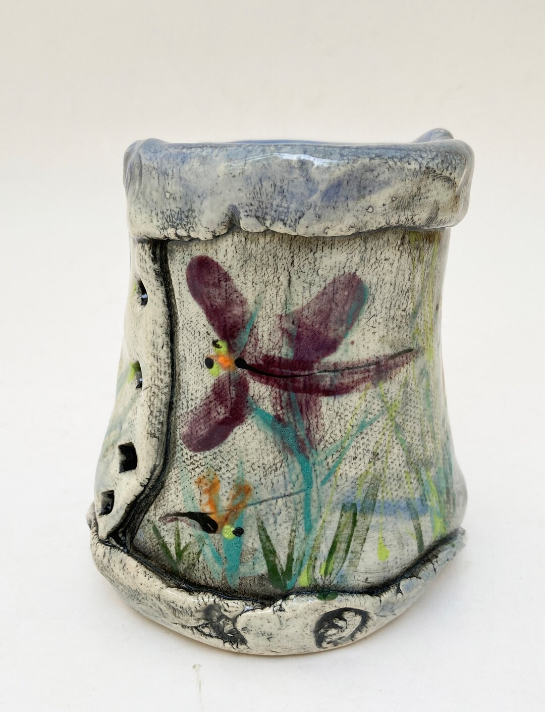 Dragonfly Cup, Rustic Decorated Tumbler, Primitive, 8 Oz - Etsy