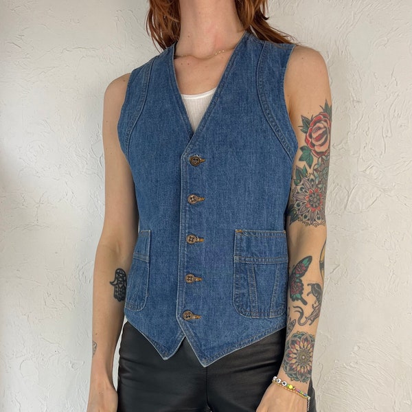 80s Denim Vest - Etsy