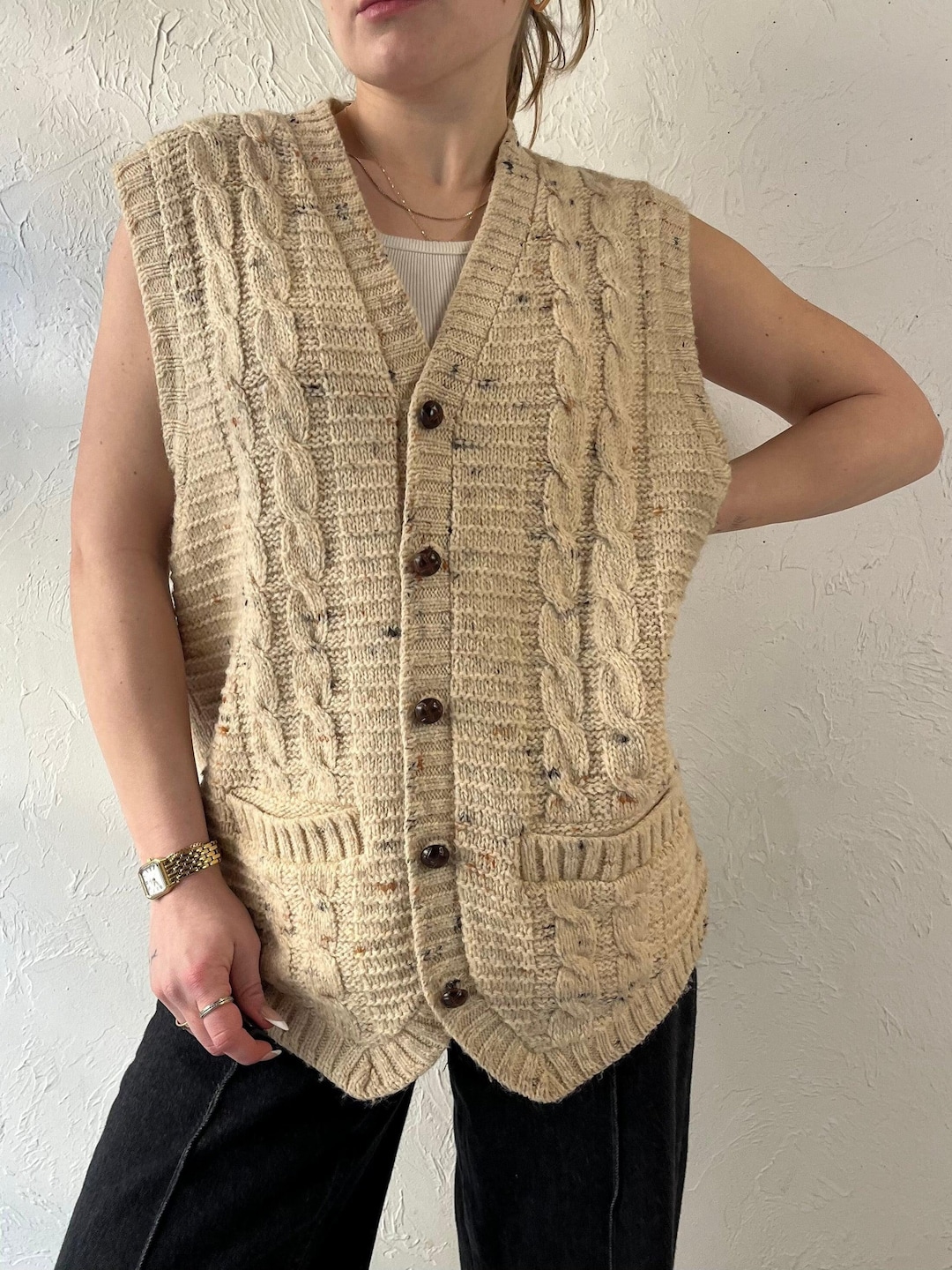 80s ‘JC Penny’ Beige Knit Union Made Vest / XL - Etsy
