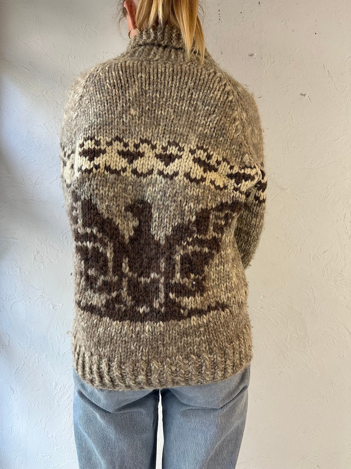 Vintage Hand Knit Eagle Sweater / Small - Etsy