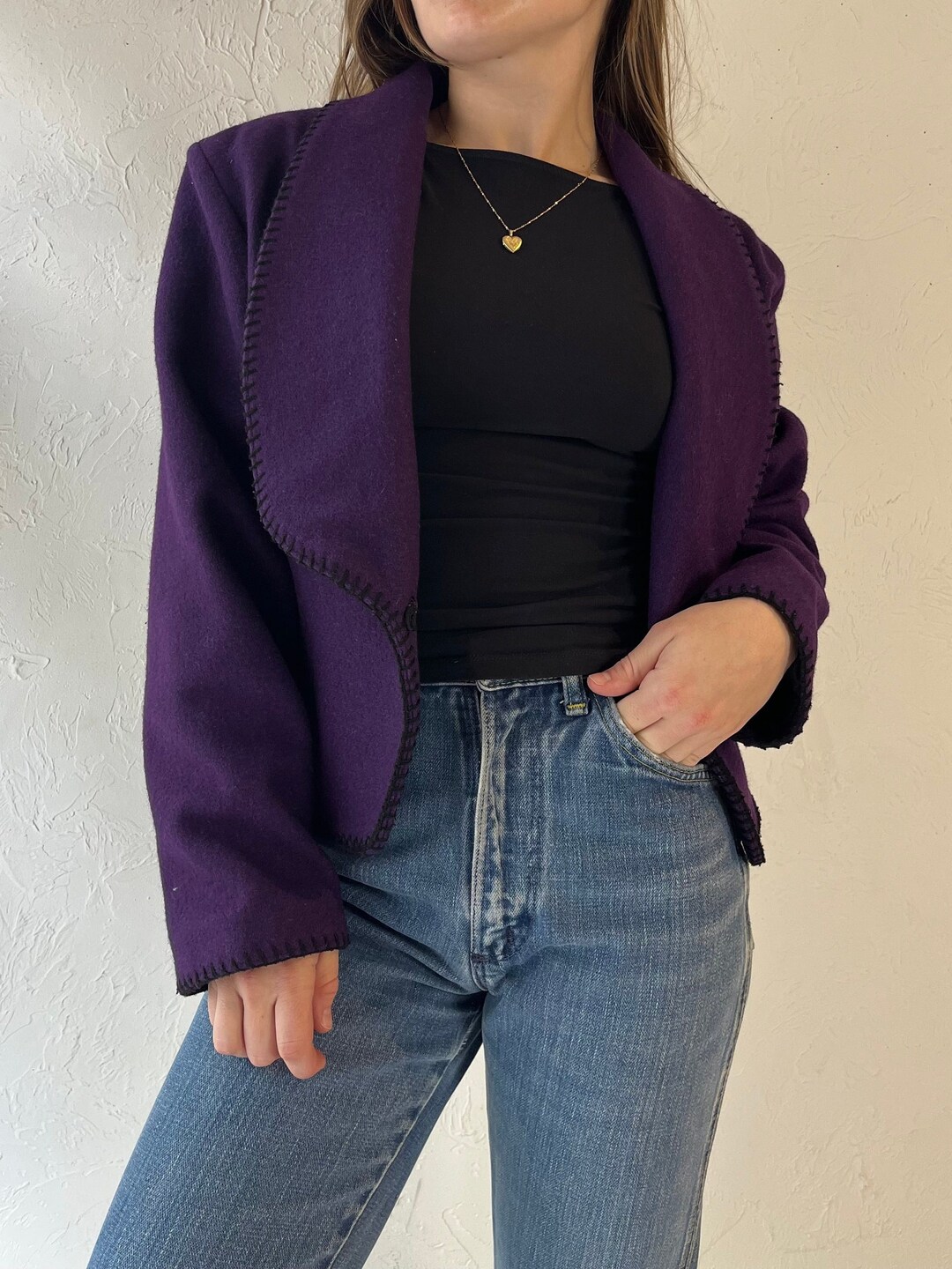 90s 'midwest Garment' Purple Felt Western Jacket / Small - Etsy