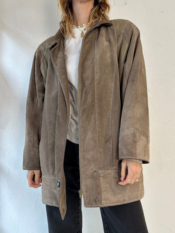 80s 'The Olde Hide House' Beige Suede Leather Jacket … - Gem