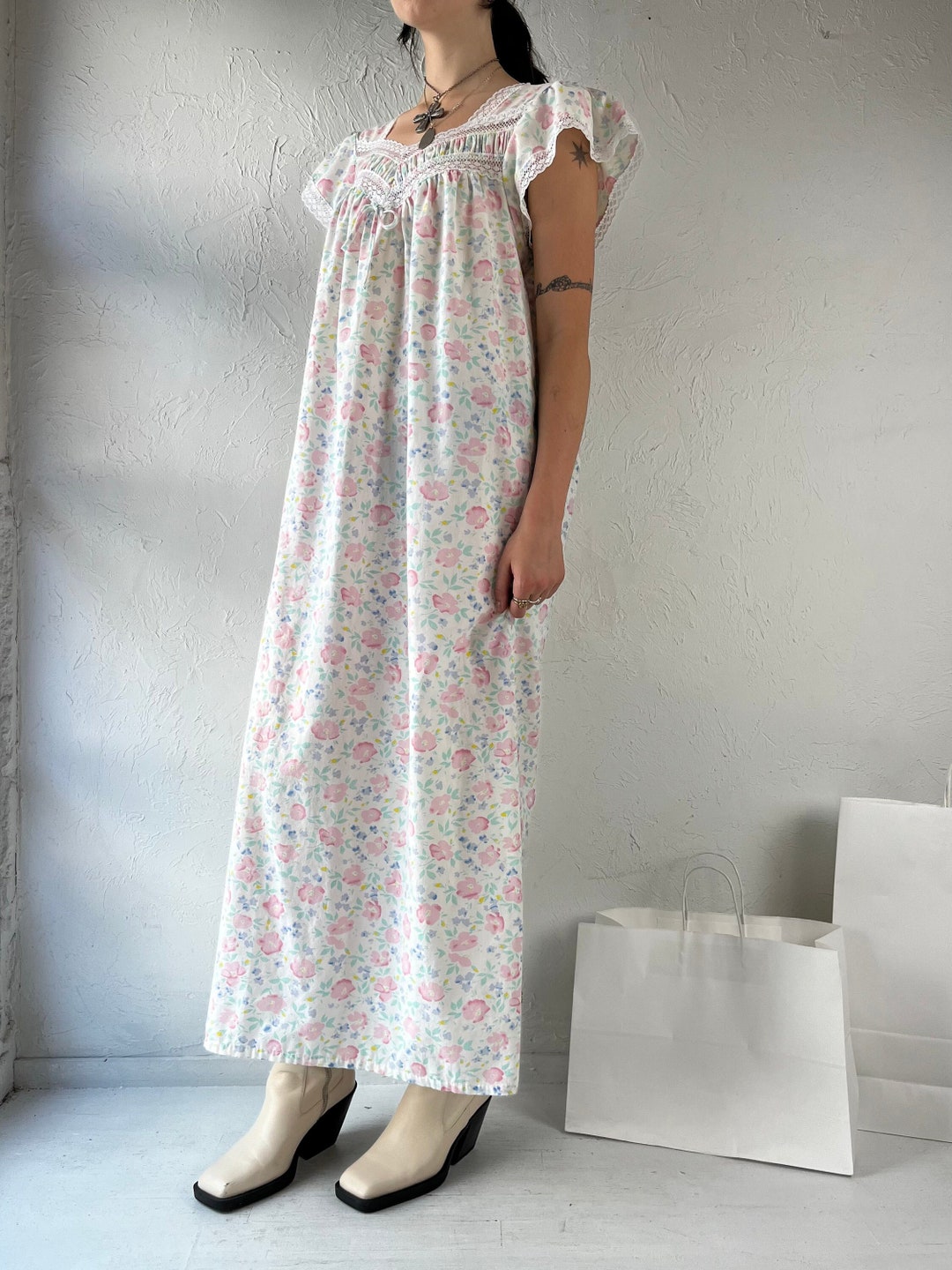 80s 'slumber Suzy' Floral Print Night Dress / Medium - Etsy Canada
