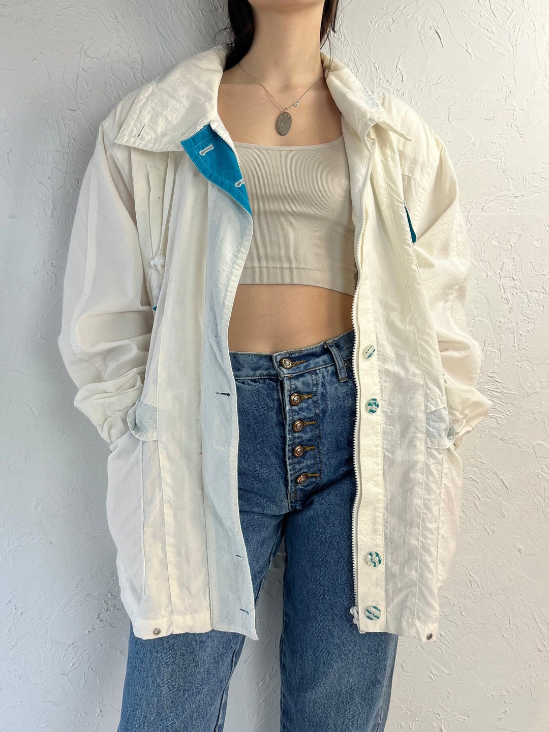 90s 'london Fog' White Nylon Sport Jacket / Medium - Etsy