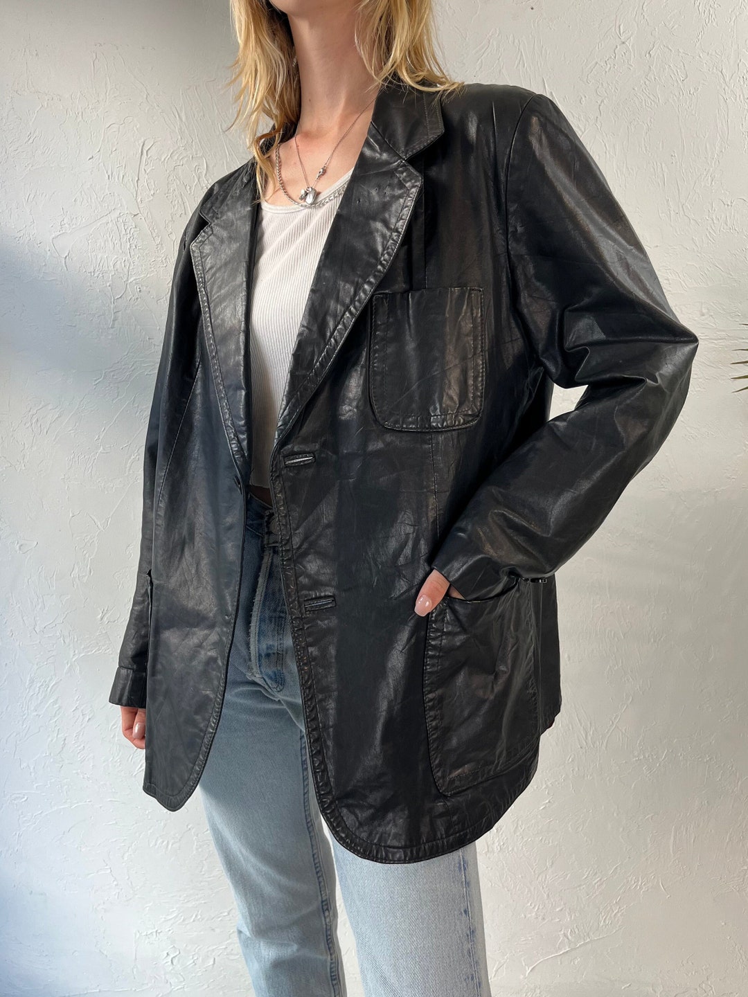 90 'robert Chermin' Leather Jacket / Large - Etsy