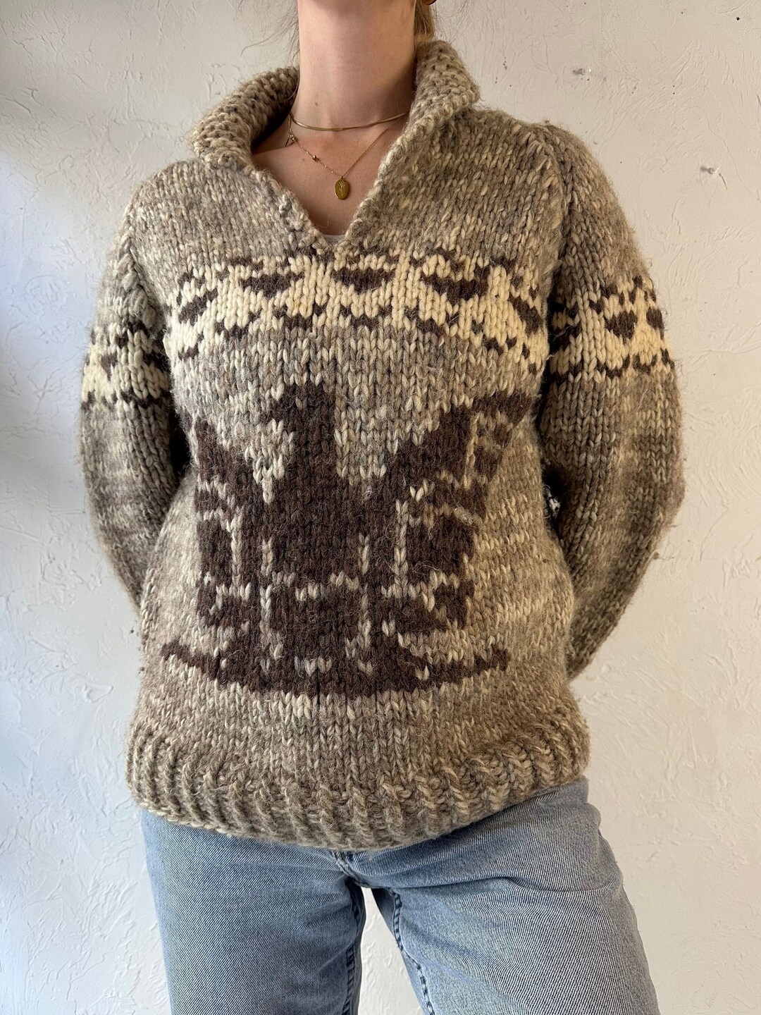 Vintage Hand Knit Eagle Sweater / Small - Etsy
