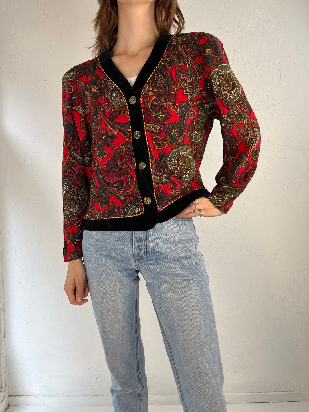 90s 'toni Todd' Paisley Print Rayon Jacket / Small - Etsy