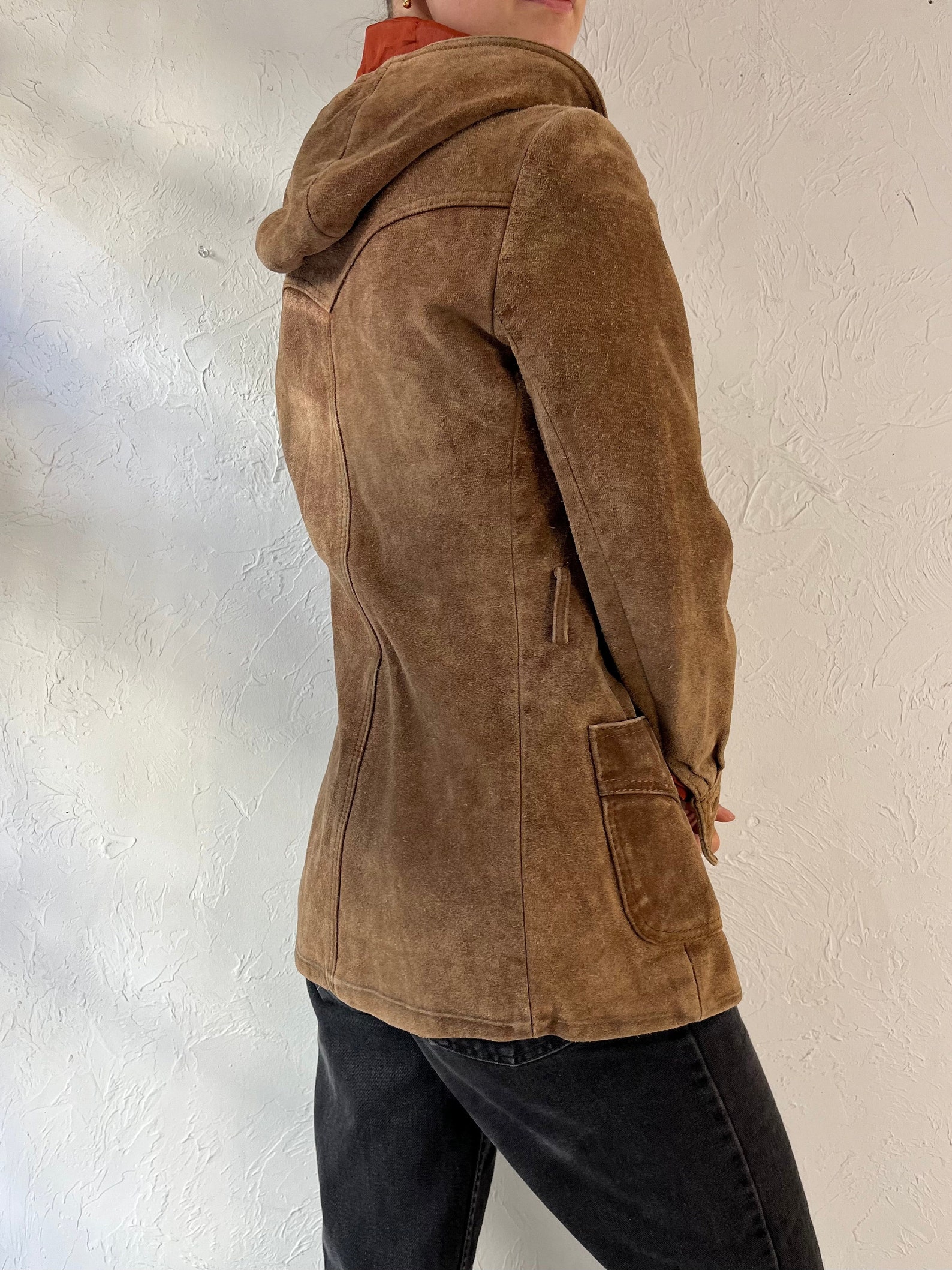 80s 'split End' Hooded Suede Leather Jacket / XS - Etsy