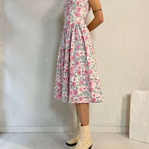 90s 'joni Blair' Pink Floral Print Cotton Day Dress / Small - Etsy