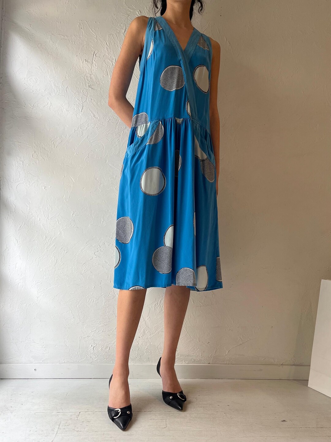 90s ‘soo Yung Lee’ Blue Patterned Silk Dress / Small - Etsy