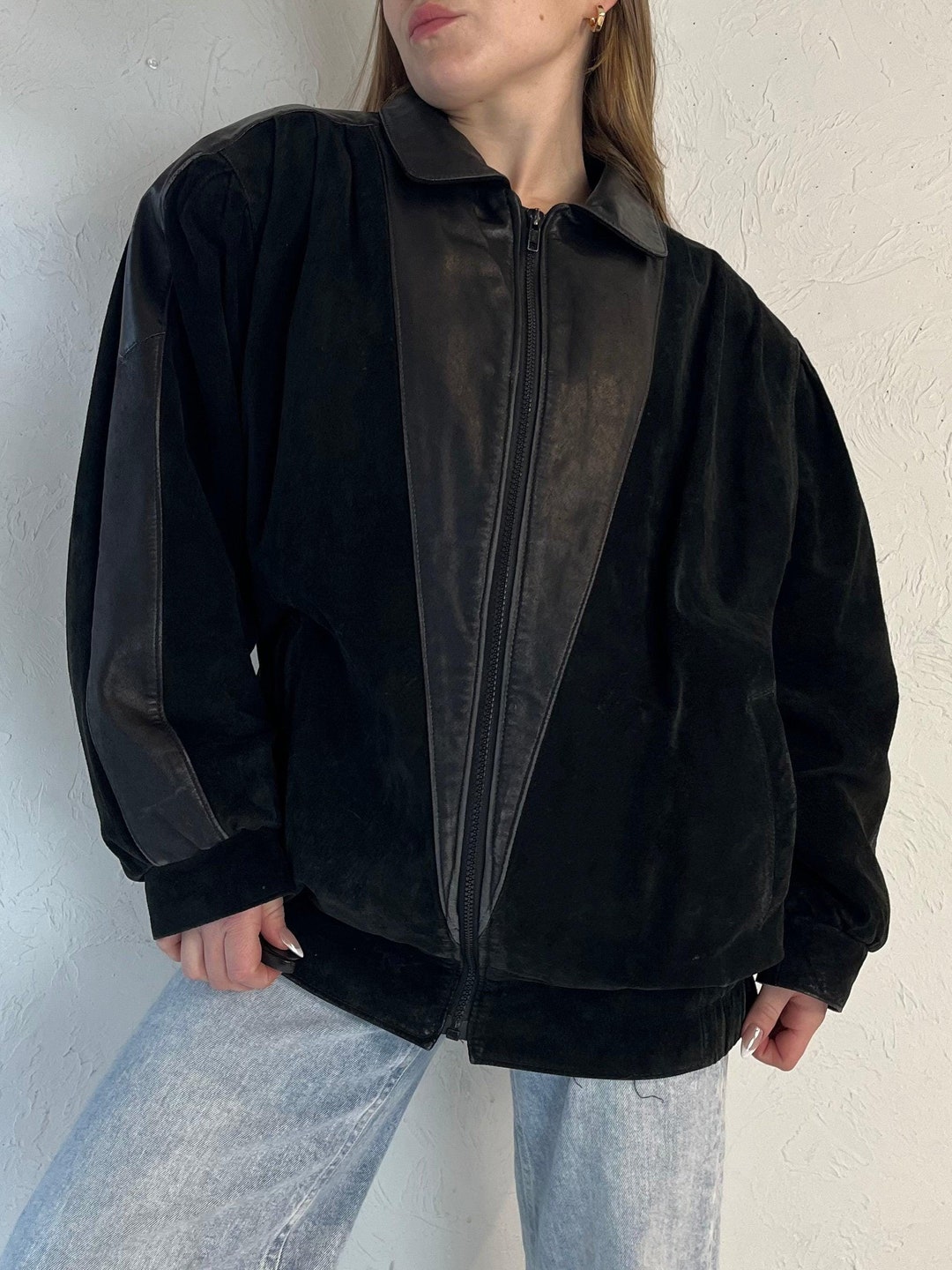 80s ‘western Furs’ Black Leather Jacket / Medium - Etsy