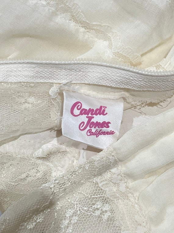 70s 'Candi Jones' Cream Lace Long Sleeve Peasant Dres… - Gem