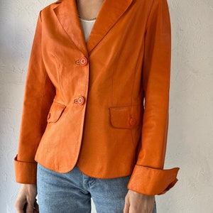 Y2K 'danier' Orange Leather Blazer Jacket / Small - Etsy