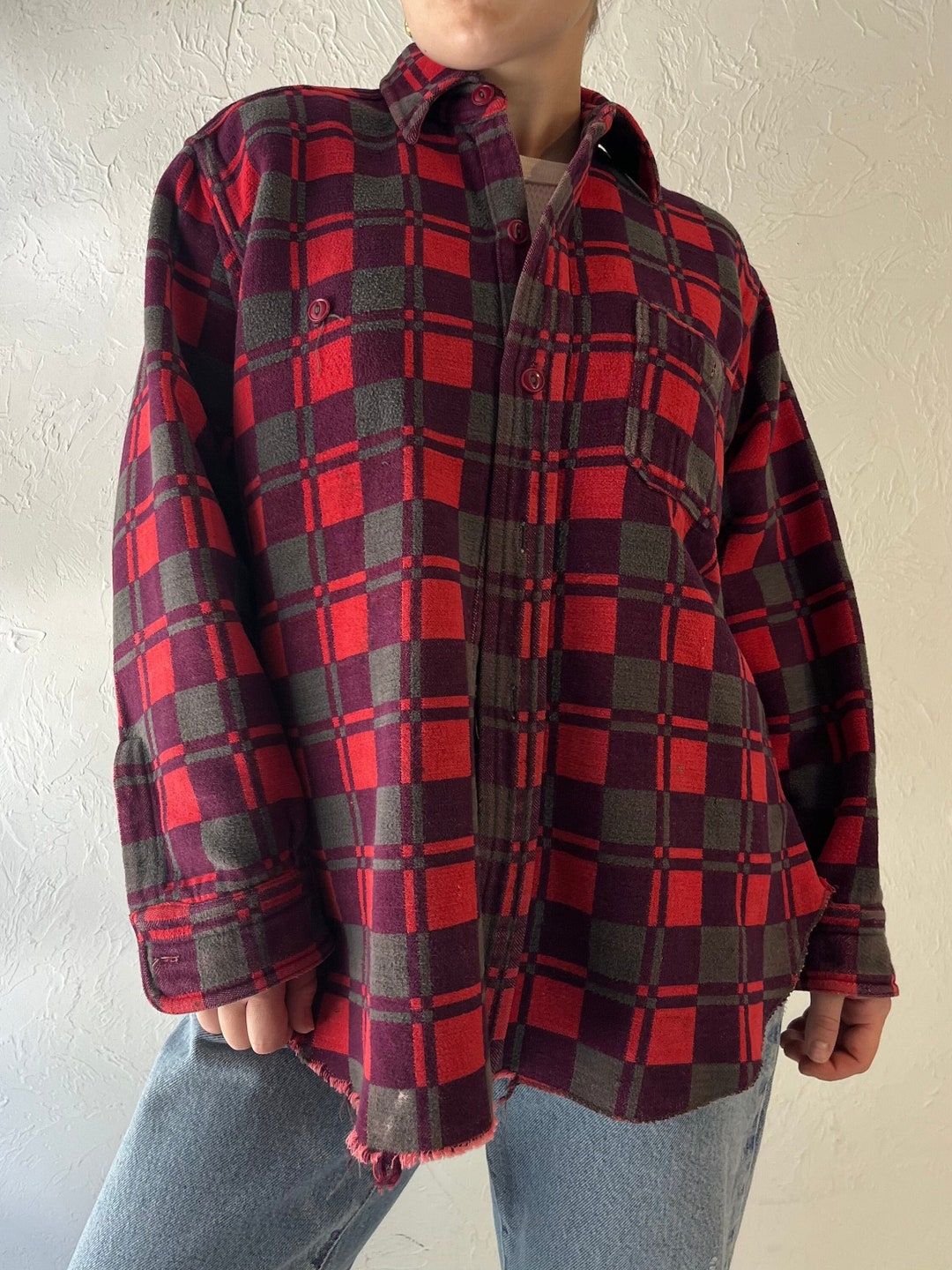 Vintage 'champion' Red Cotton Flannel Shirt / Medium - Etsy Canada