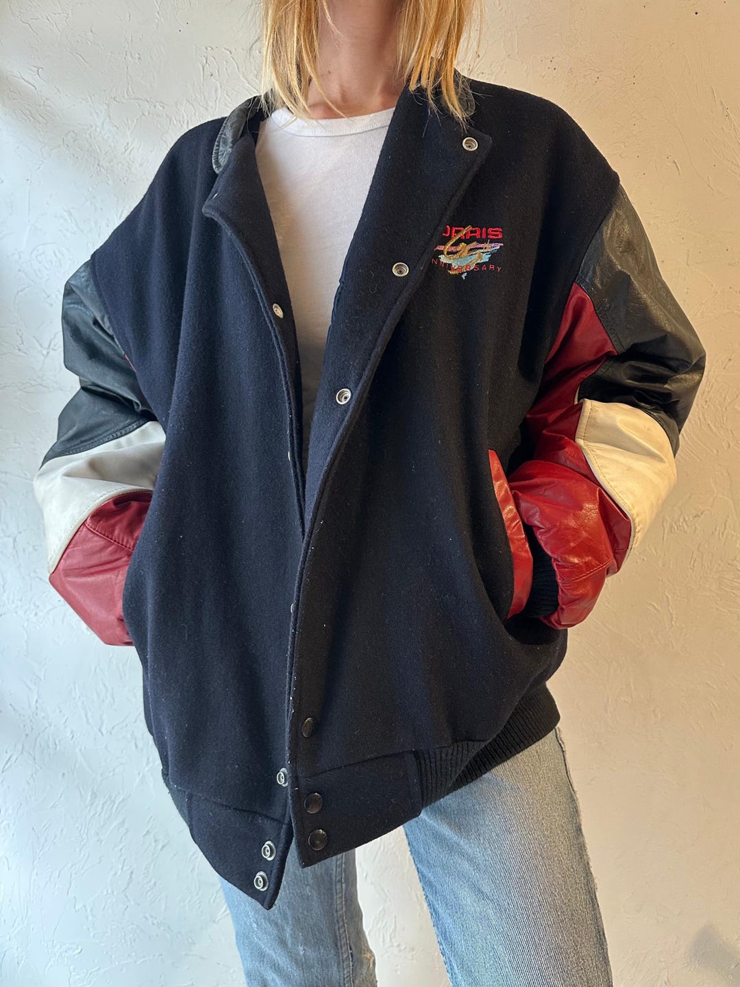 90s 'modern Morris' Bomber Jacket / Vintage 1990s Retro Streetwear Zip ...