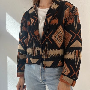 90s 'flashback' Brown Aztec Cotton Tapestry Jacket / - Etsy