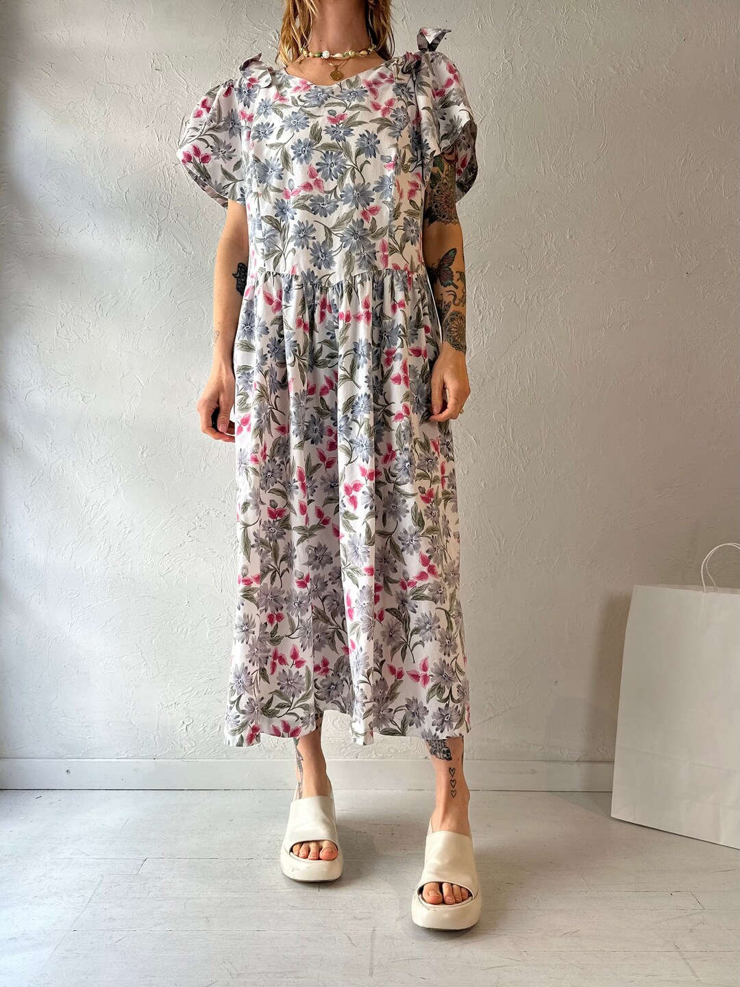 90s 'manik In' Floral Print Dress / Large - Etsy