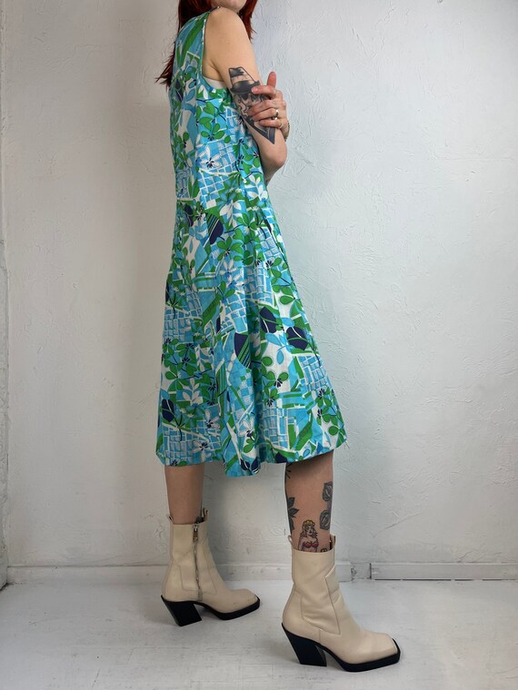 70s 'Leo-Danal' Blue Green and White Floral Abstract … - Gem