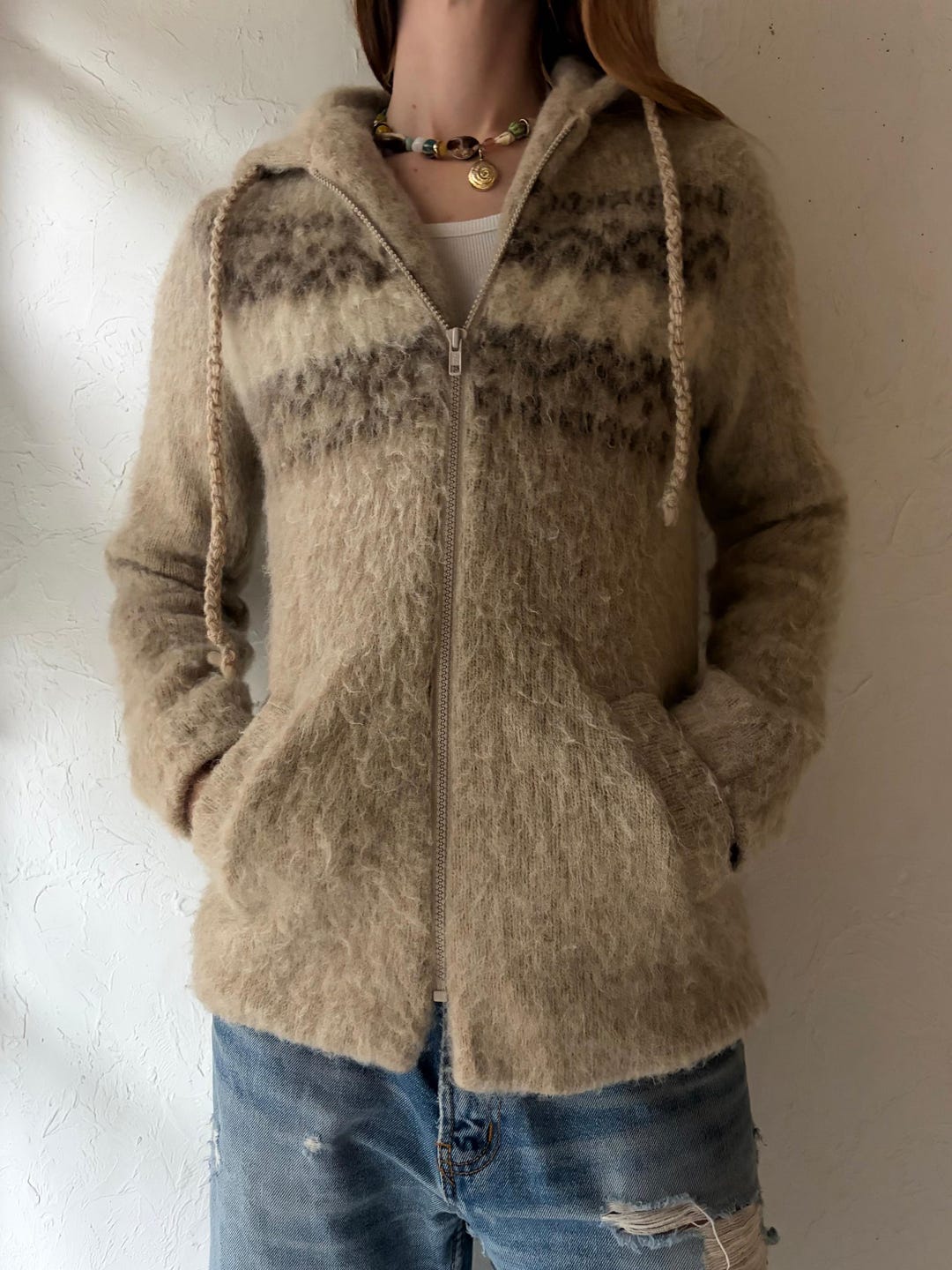 70s 'sears' Wool Hooded Sweater / Medium - Etsy