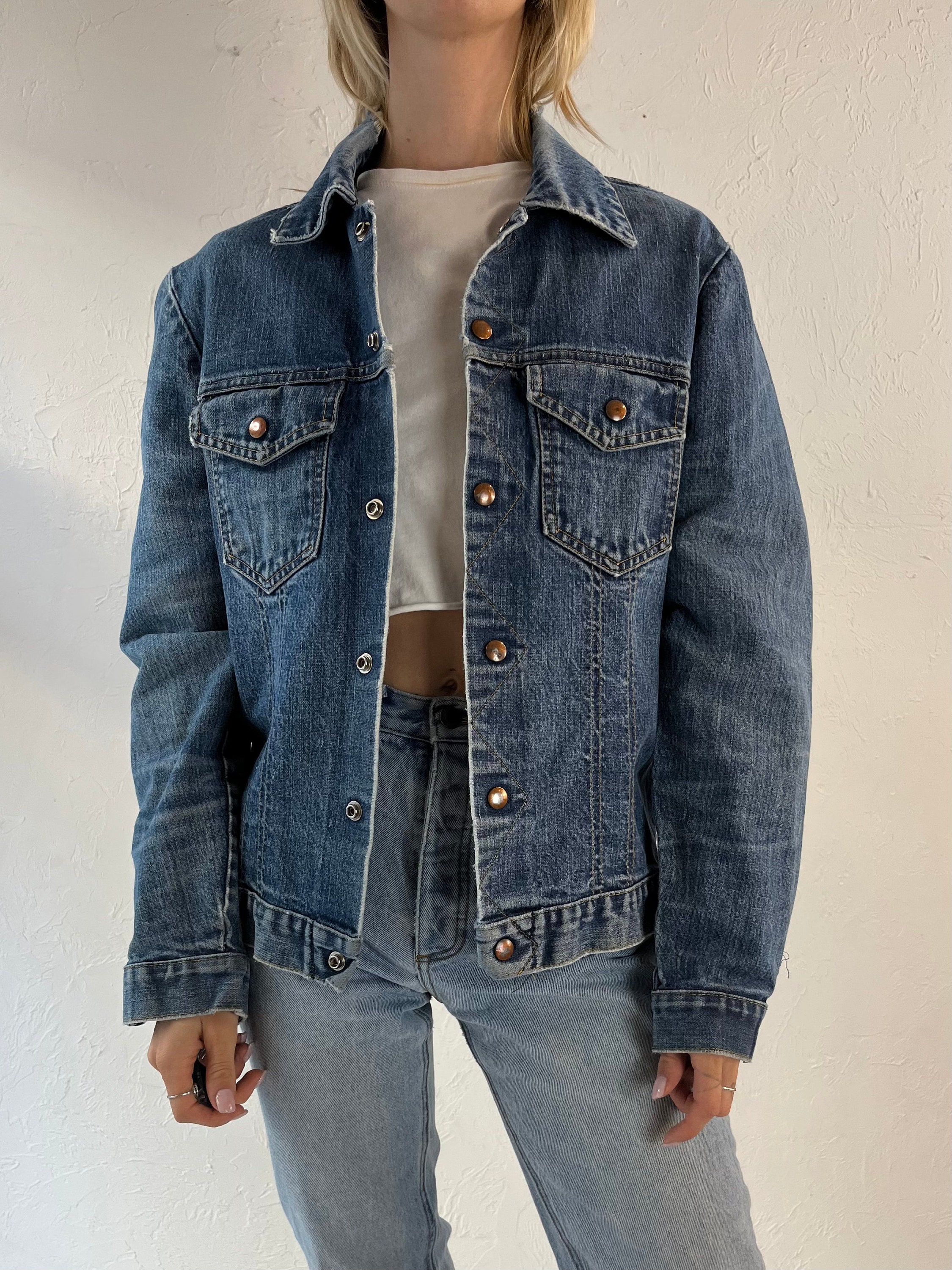 90s Thrashed Blue Denim Jacket / Medium - Etsy