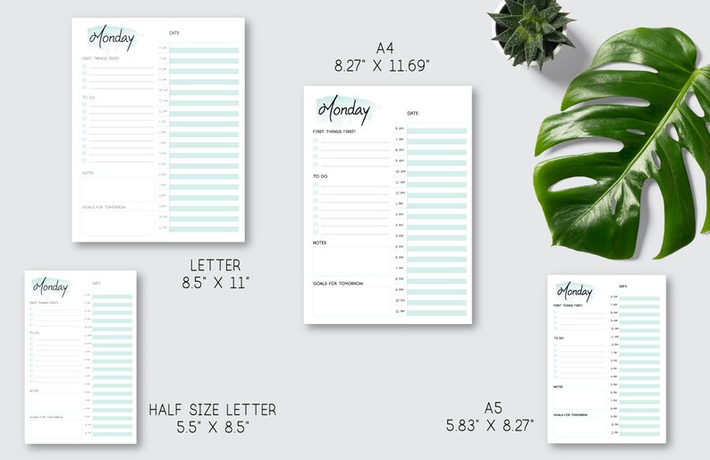 Blush Watercolor Daily Planner Printable – Organizer Bundle (digital ...