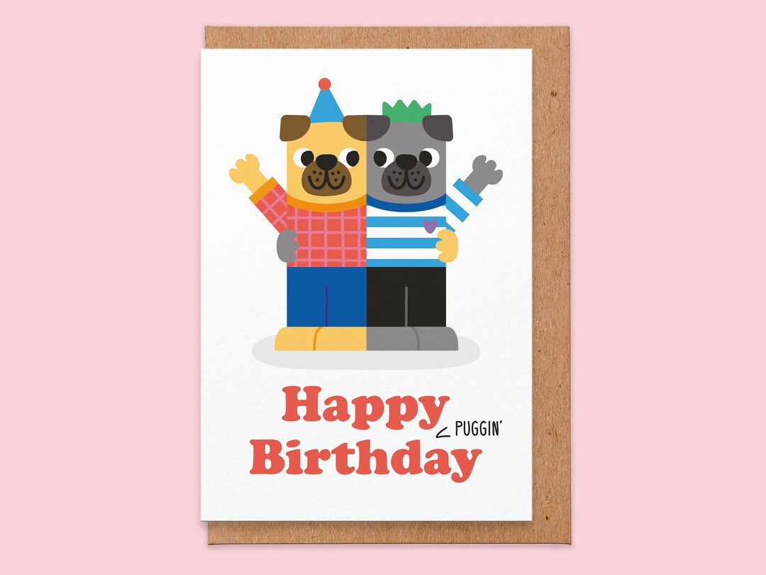 Happy Puggin' Birthday Card Pug Birthday Card for Dog Lover - Etsy