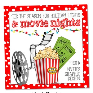 Holiday Movie Gift Card Tags, Movie Night Gift, Teacher Movie Gift ...