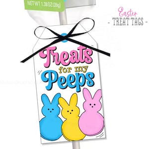 Easter Peeps Treat Tags, Bunny Candy Labels, Printable Gift Bags ...