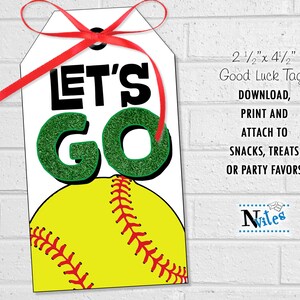 Softball Good Luck Tags, Softball Team Treat Labels, Printable Softball ...