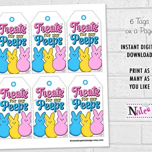 Treats for My Peeps Tags, Easter Peeps Gift Tags, Easter Basket Hang ...