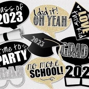 Graduation Photo Booth Props, Class of 2023 Photo Props, Printable ...