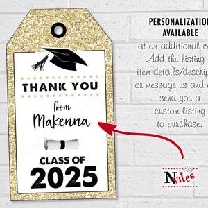 2025 Graduation Tags, Class of 2025 Party Favor Tags, Grad Thank You ...
