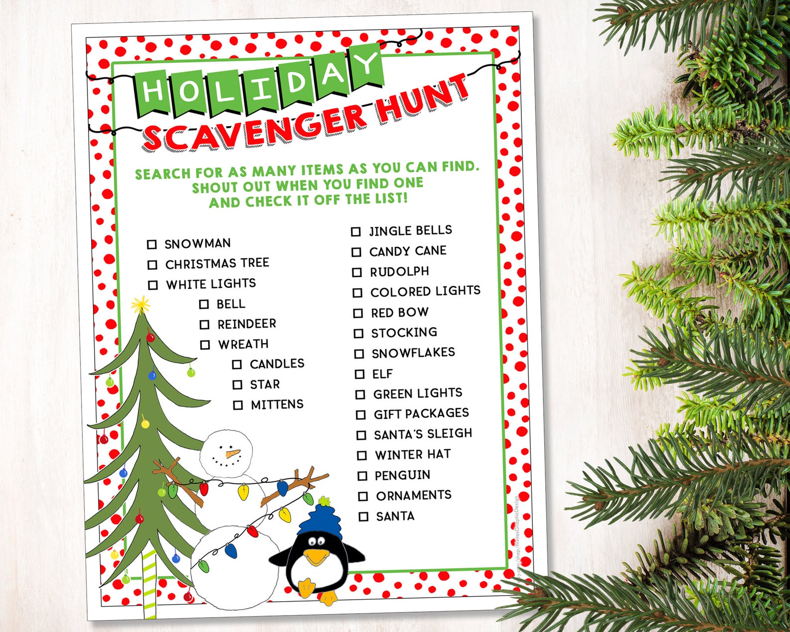 Christmas Scavenger Hunt Holiday Lights Neighborhood - Etsy