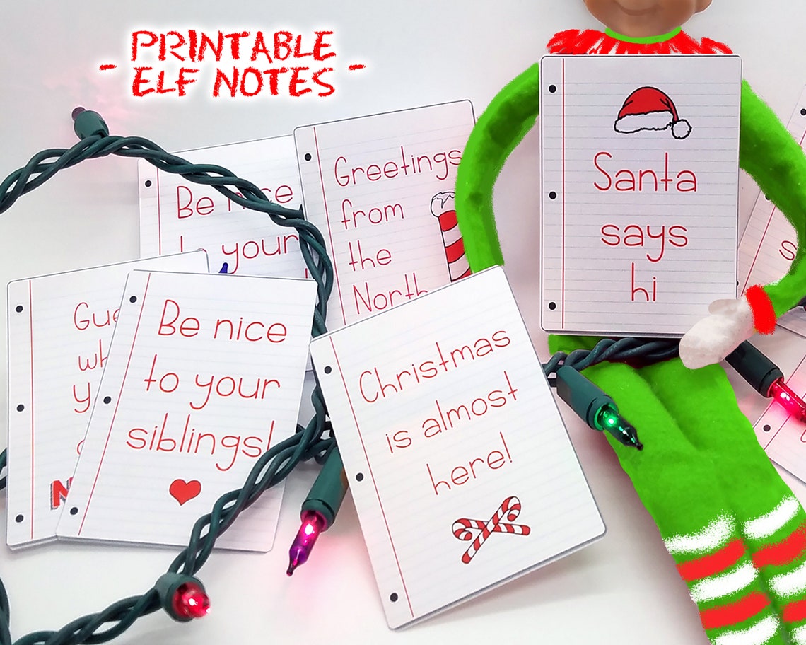 Printable Elf Notes Holiday Cards From Your Elf Messages | Etsy