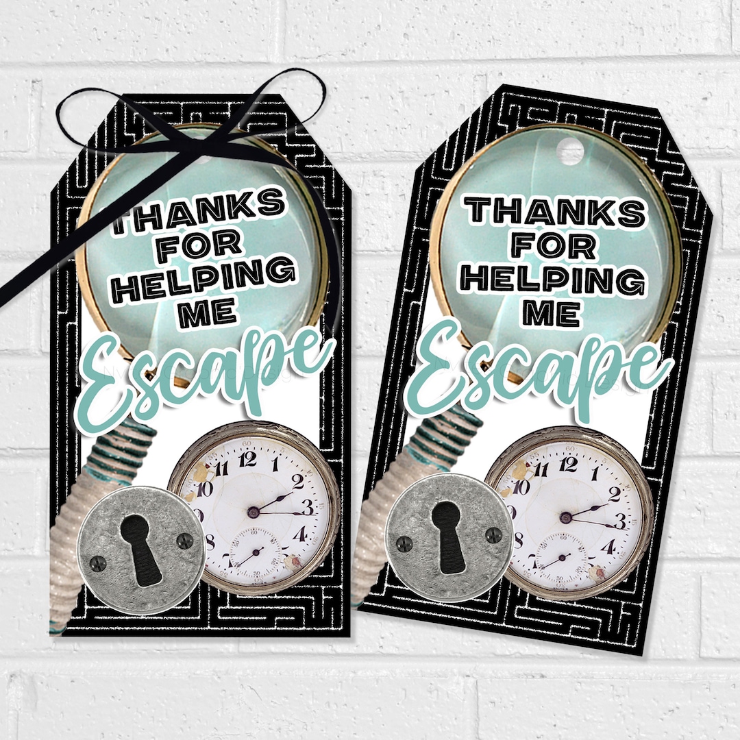 Escape Room Thank You Tags, Escape Room Birthday Party Tags, Printable ...
