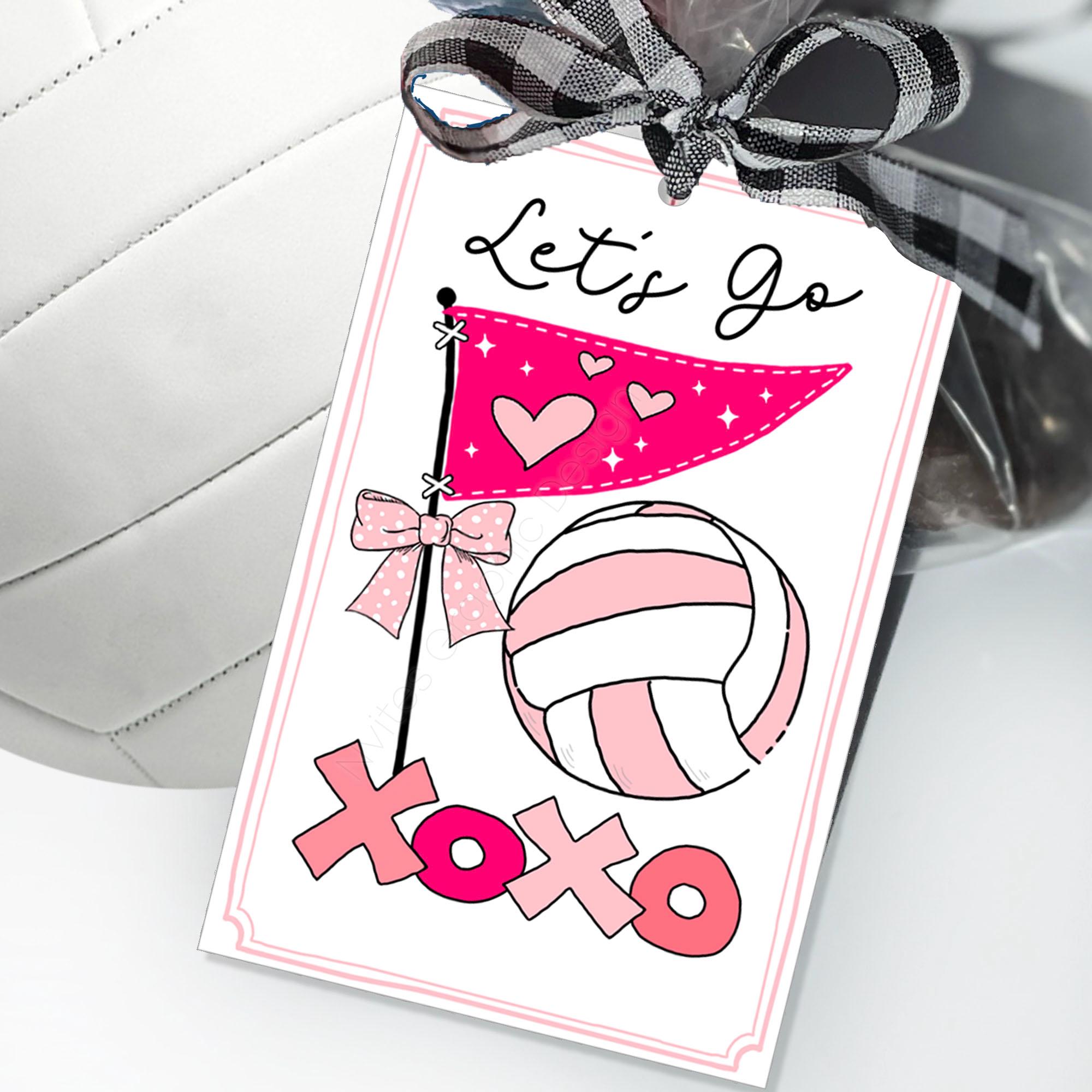 Volleyball Valentine Cards, Printable XOXO Good Luck Goodie Bag Tags ...