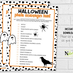 Halloween Photo Scavenger Hunt, Neighborhood Scavenger Hunt, Printable ...