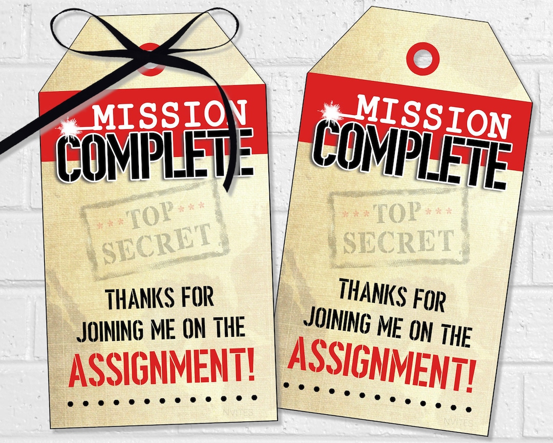 Special Agent Thank You Tags, Mission Complete Labels, Printable Spy ...
