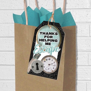 Escape Room Thank You Tags, Mystery or Clue Birthday Party Tags ...