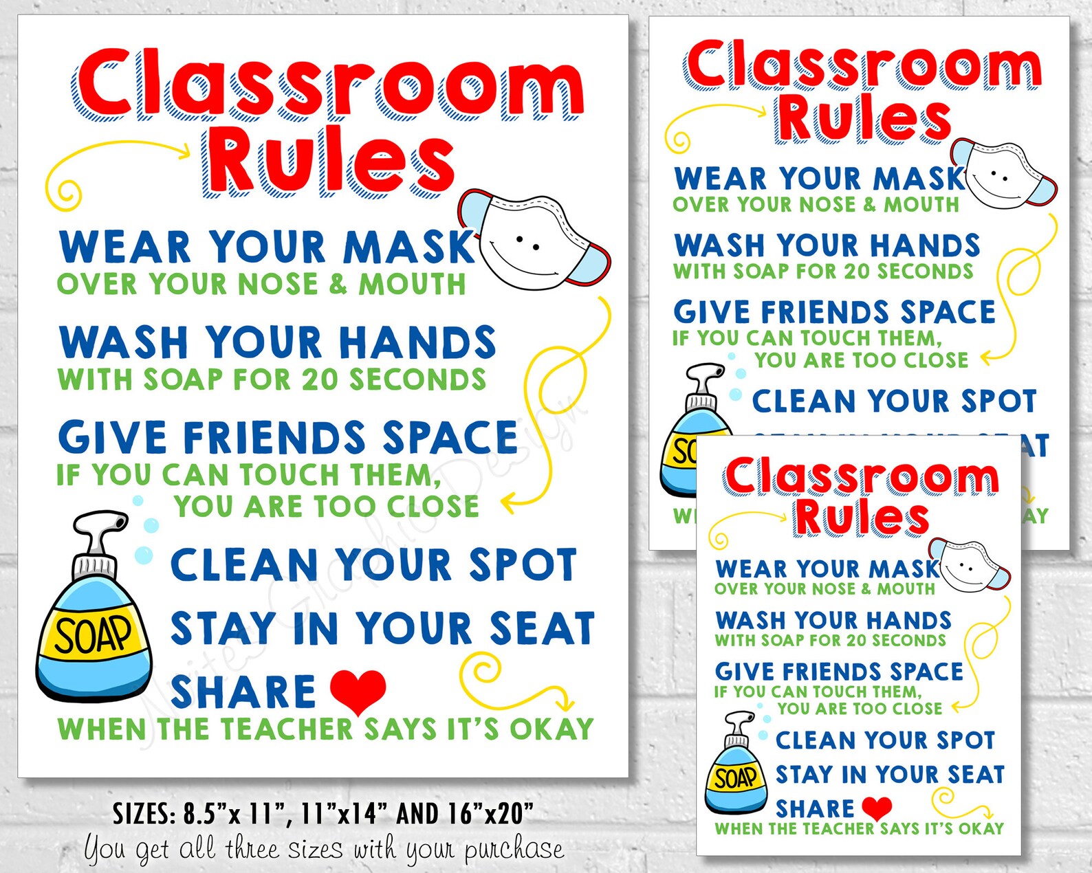 Classroom Rules Posters Printable School Safety Signs | Etsy