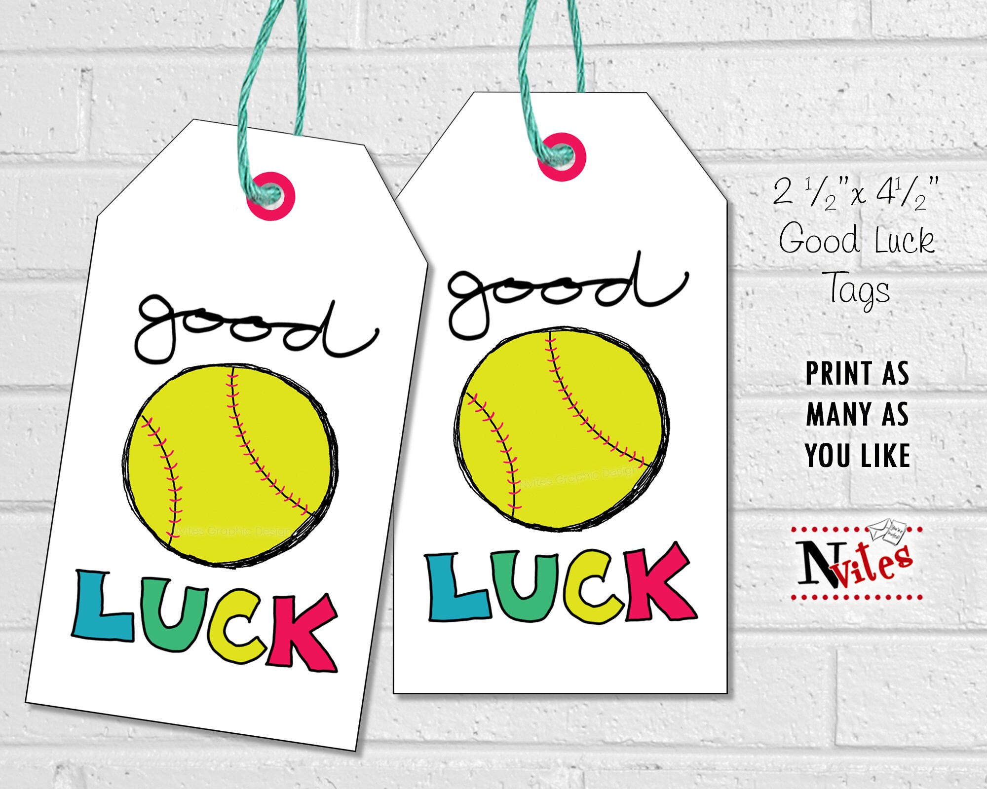 Softball Good Luck Tags Softball Team Treat Labels Printable | Etsy