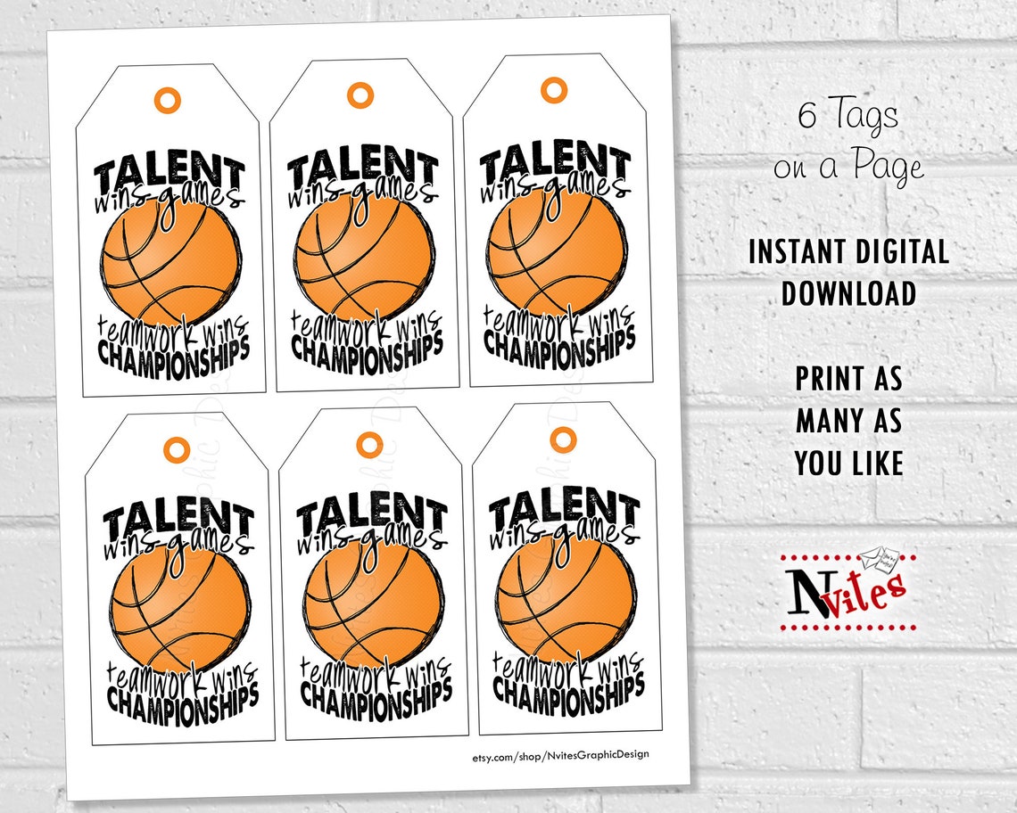 Basketball Good Luck Favor Tags, Team Snack and Goodie Bag Labels ...
