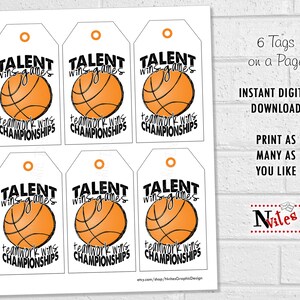 Basketball Good Luck Tags, Basketball Team Treat Labels, Printable ...