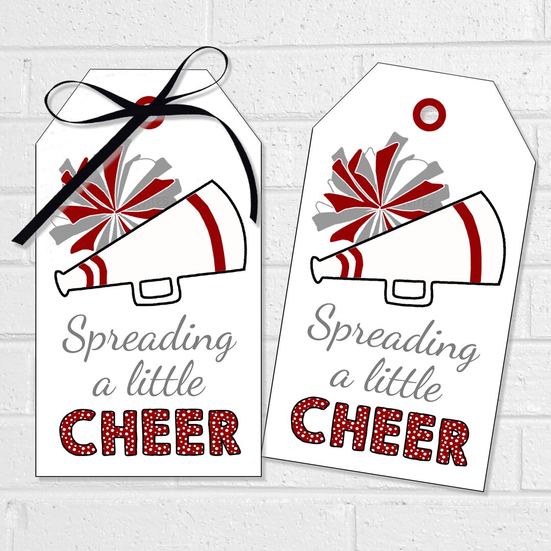 Spreading a Little Cheer Tags, Cheerleading Team Treat Labels ...
