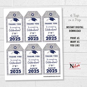 2025 Graduation Tags, Class of 2025 Party Favor Tags, Grad Thank You ...